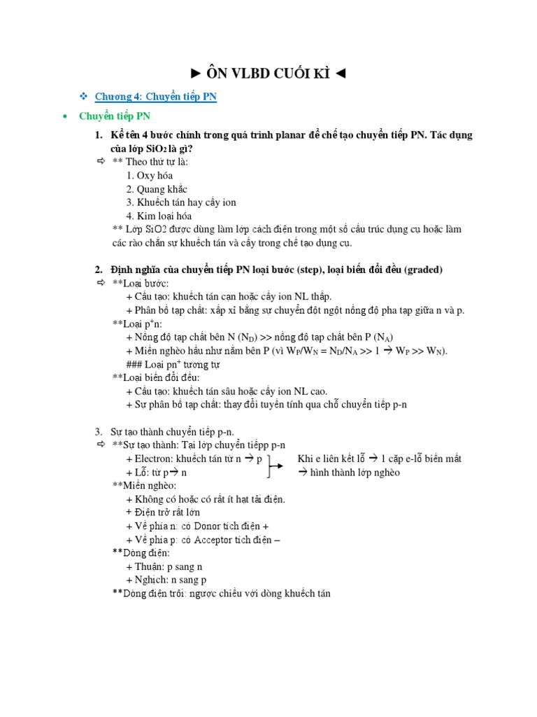 ôn cuối kỳ vlbd | PDF