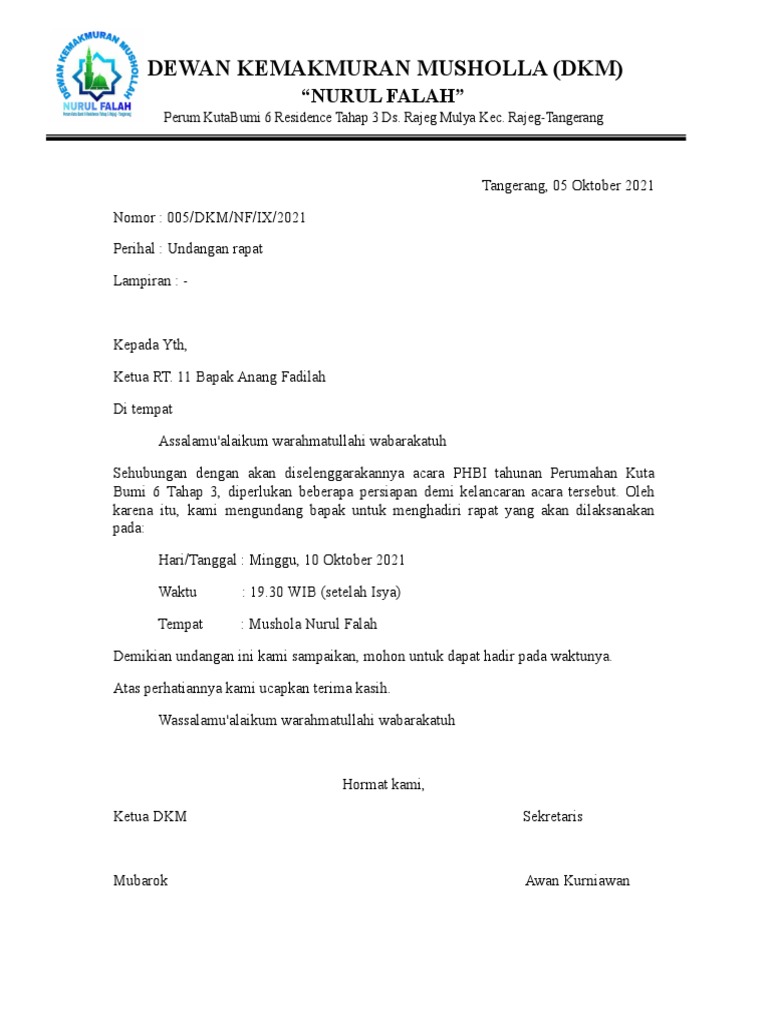 Kop Surat DKM Nurul Falah | PDF