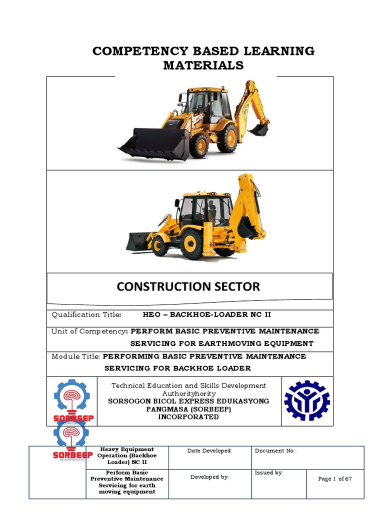 Backhoe Loader Maintenance NC II Guide | PDF | Internal Combustion ...