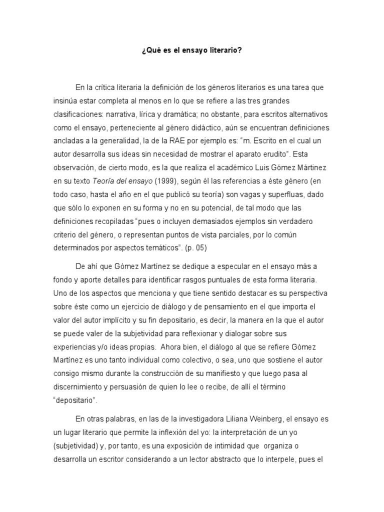 Qué Es El Ensayo Literario | PDF | Ensayos | Autor