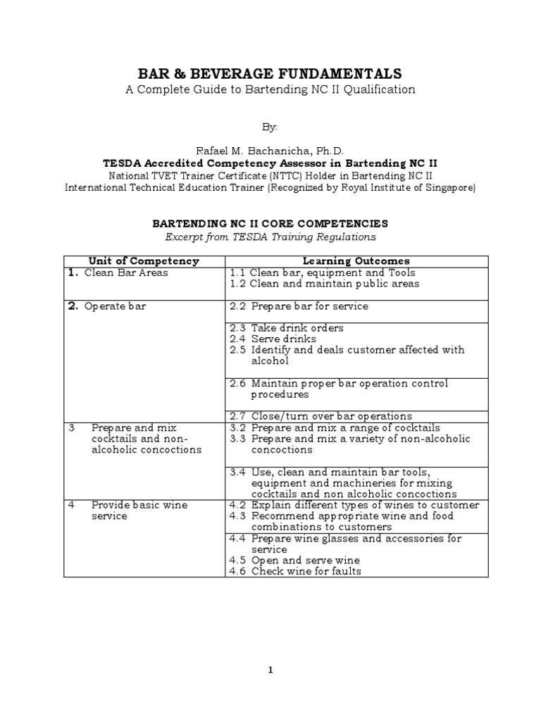 Bartending NC II Book PDF | PDF | Whisky | Rum