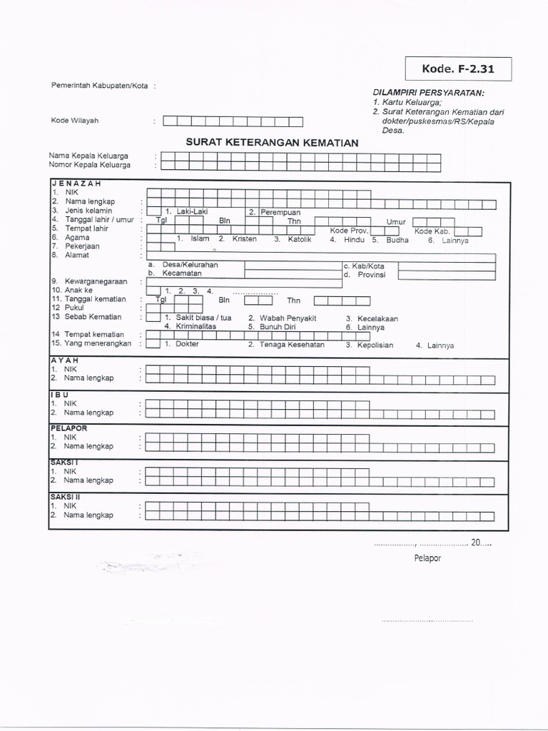 8015-Formulir Kematian f-2 31 | PDF