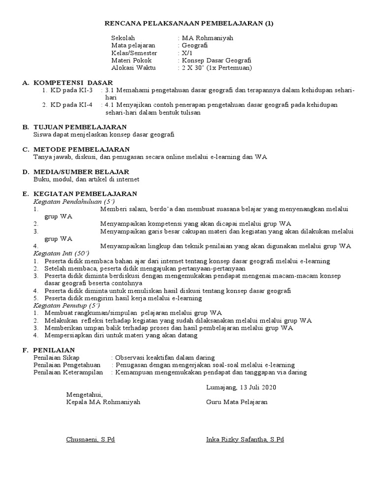 RPP Konsep Geografi | PDF