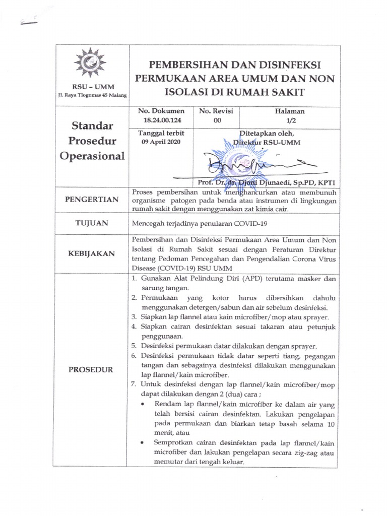 Pembersihan Dan Disinfeksi Permukaan | PDF