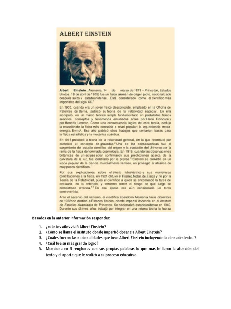 PLAN LECTOR 9 Albert Einstein | PDF