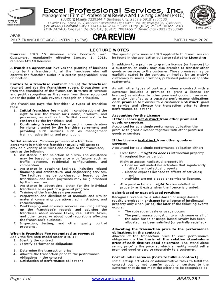 Since 1977 Franchise Accounting | PDF | Franchising | License