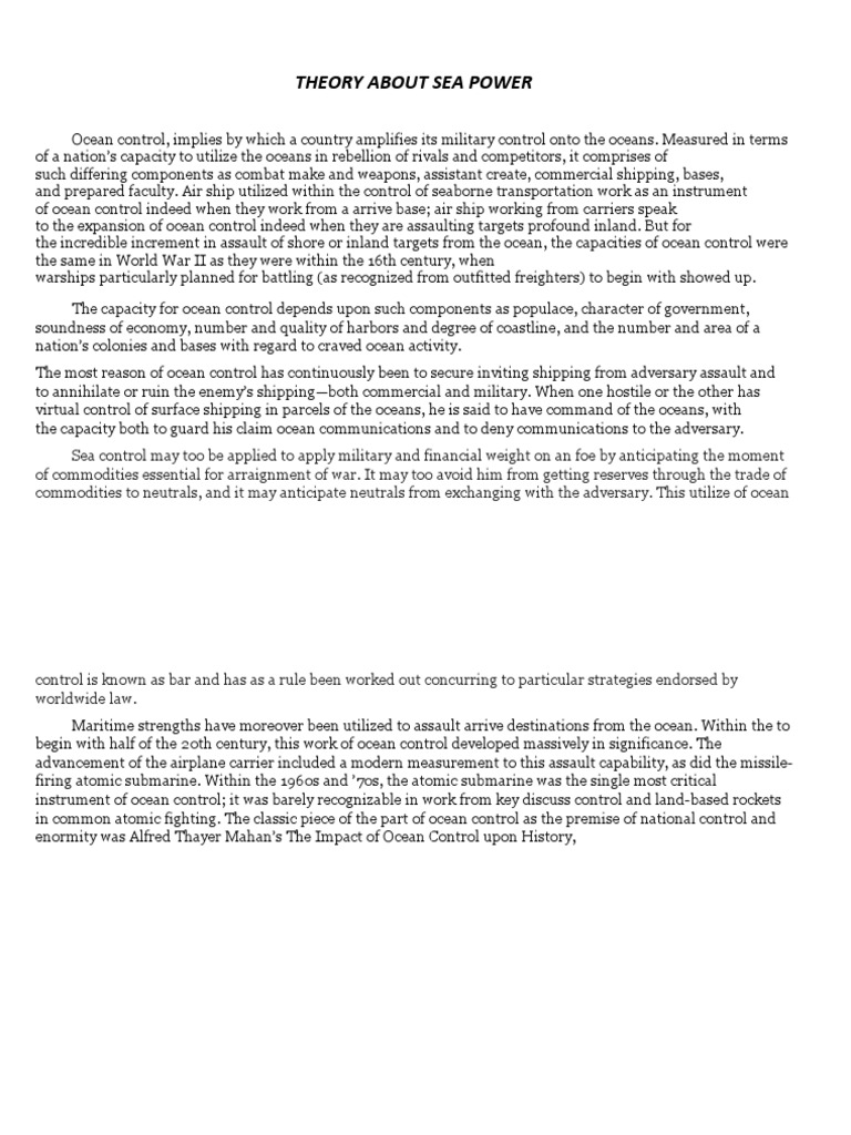 Theory About Sea Power | PDF | Sea | Oceans