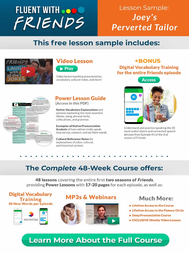 Get Fluent With Friends - Joey's Perverted Tailor (Lesson Sample) | PDF ...