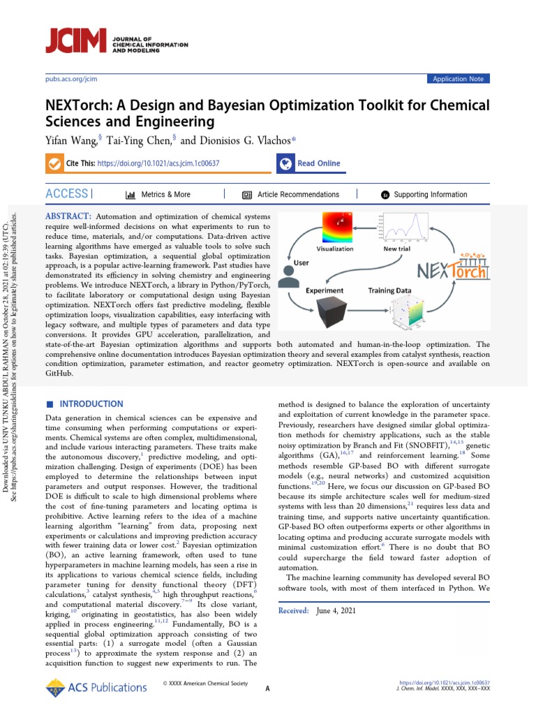 Nextorch A Design And Bayesian Optimization Toolkit For Chemical Sciences And Engineering Pdf 