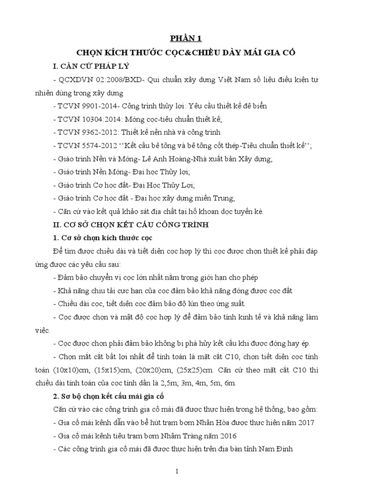 THUYẾT MINH TÍNH TOÁN1 | PDF