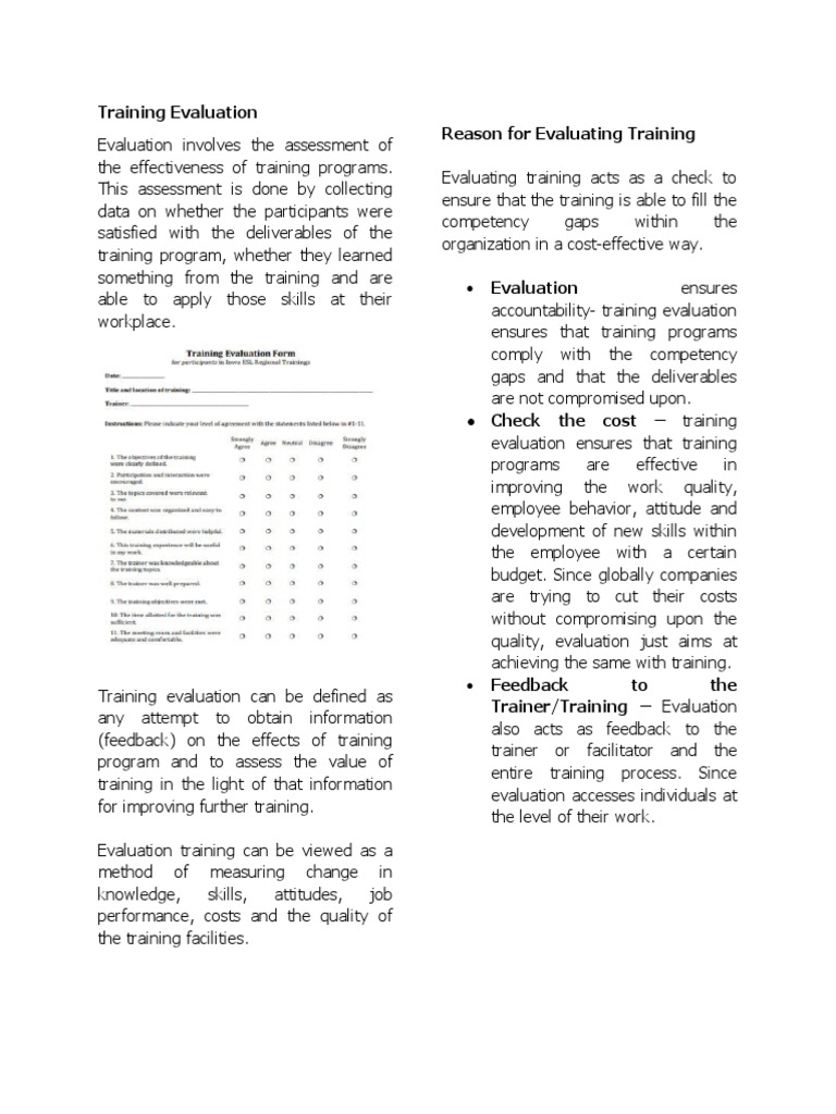 Training Evaluation Report | PDF | Evaluation | Competence (Human ...