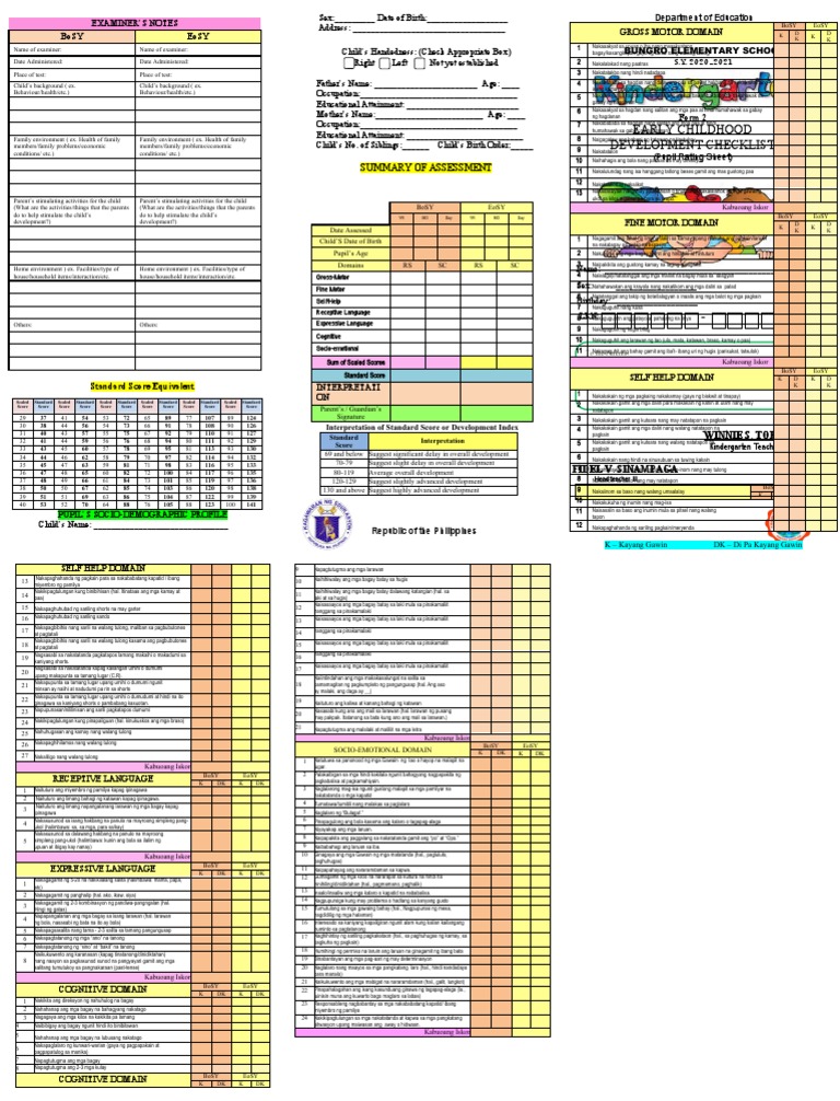 ECCD Filipino CheckLIST Booklet2.0 1 | PDF | Living Arrangements ...