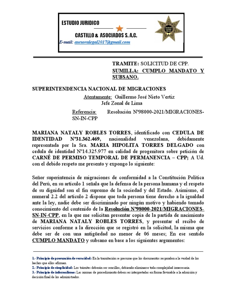 Escrito de Subsanacion | PDF | Justicia | Crimen y violencia