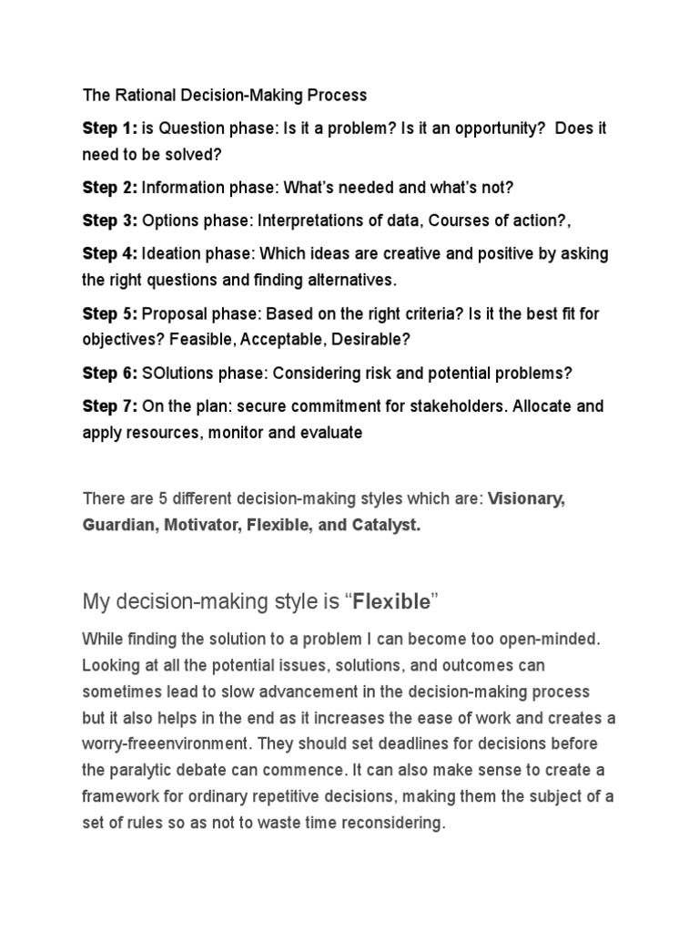 Rational Decision Making Process | PDF