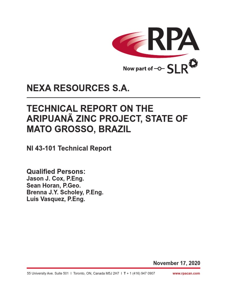 Aripuana Technical Report | PDF | Mining | Minerals