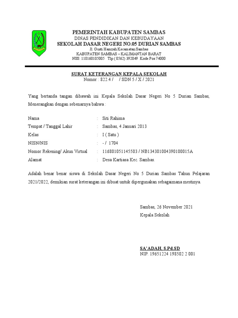 Contoh SK Kepala Sekolah Utk PIP (1) 12 | PDF