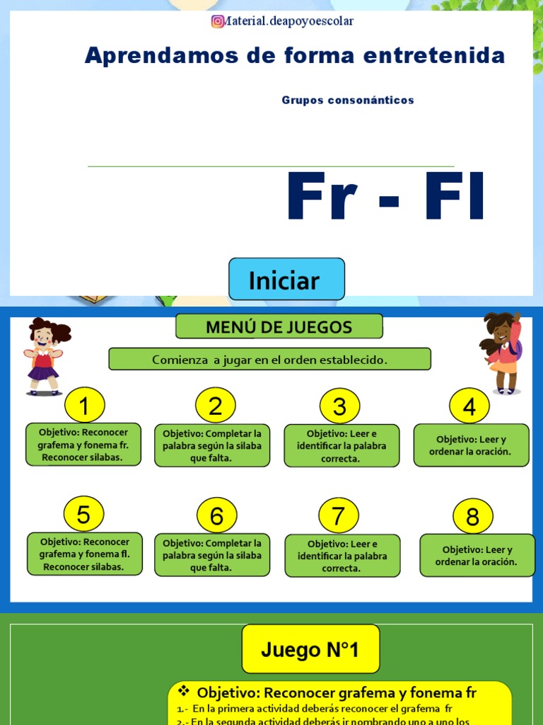 Aprendamos los grupos consonánticos fr y fl de forma lúdica y ...