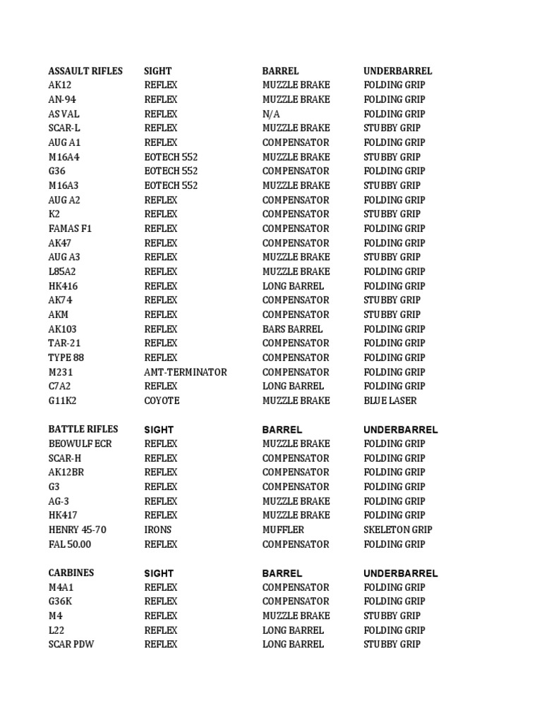 Phantom Forces Setup Sheet | PDF | Gun Barrel | Rifle