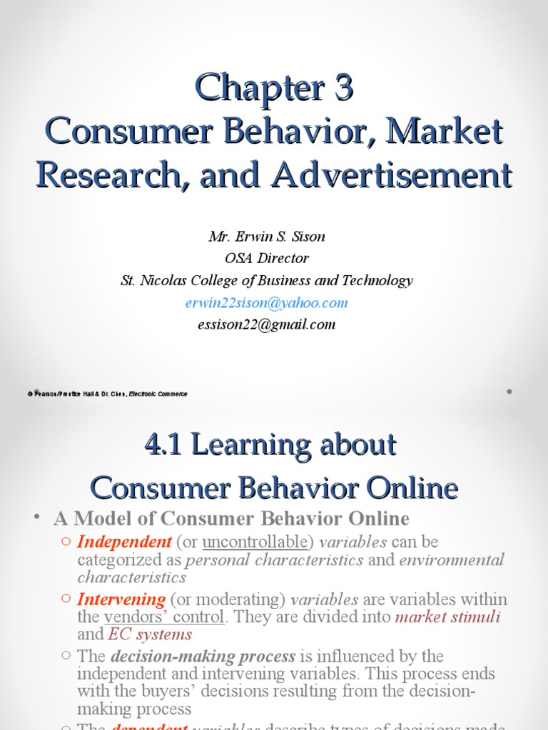 Consumer Behavior, Market Research, and Advertisement | PDF | Online ...