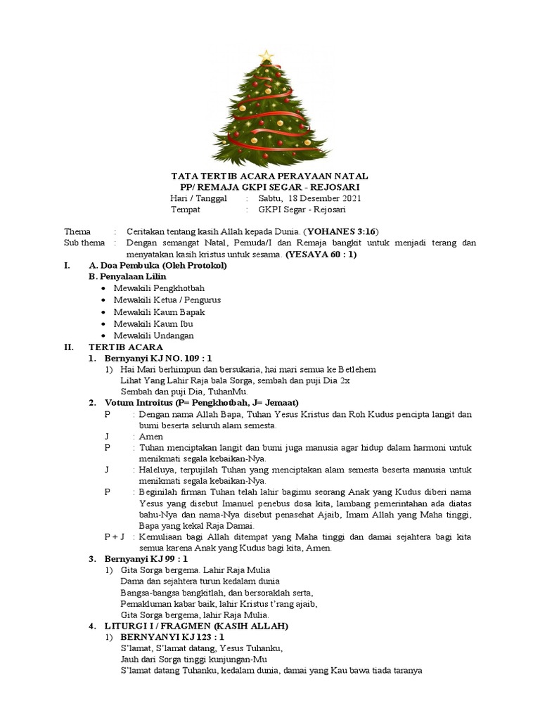 Tata Tertib Acara Perayaan Natal | PDF | Kajian Bahasa Asing | Seni