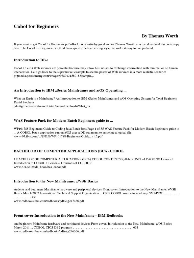 Cobol Basics for Beginners Guide | PDF | Operating System | Mainframe ...