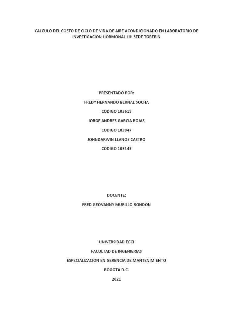 Calculo Costo Ciclo de Vida Aire Acon Lih | PDF | Refrigeración | Calor