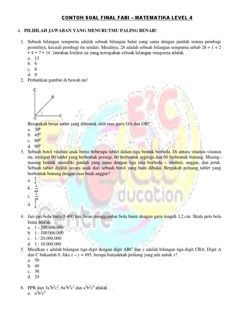 Contoh Soal Matematika Level 4 | PDF