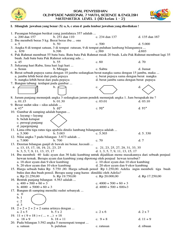 Soal Penyisihan Omnas 7 Math 1 | PDF
