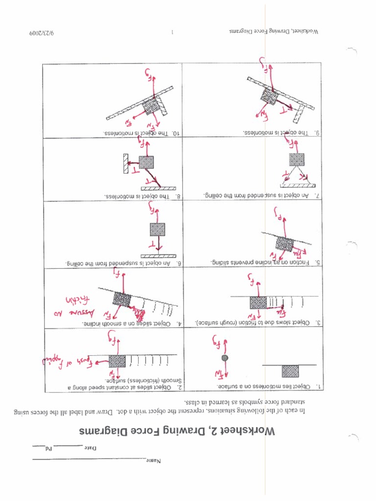 Free Body Diagram Worksheet 2 KEY | PDF