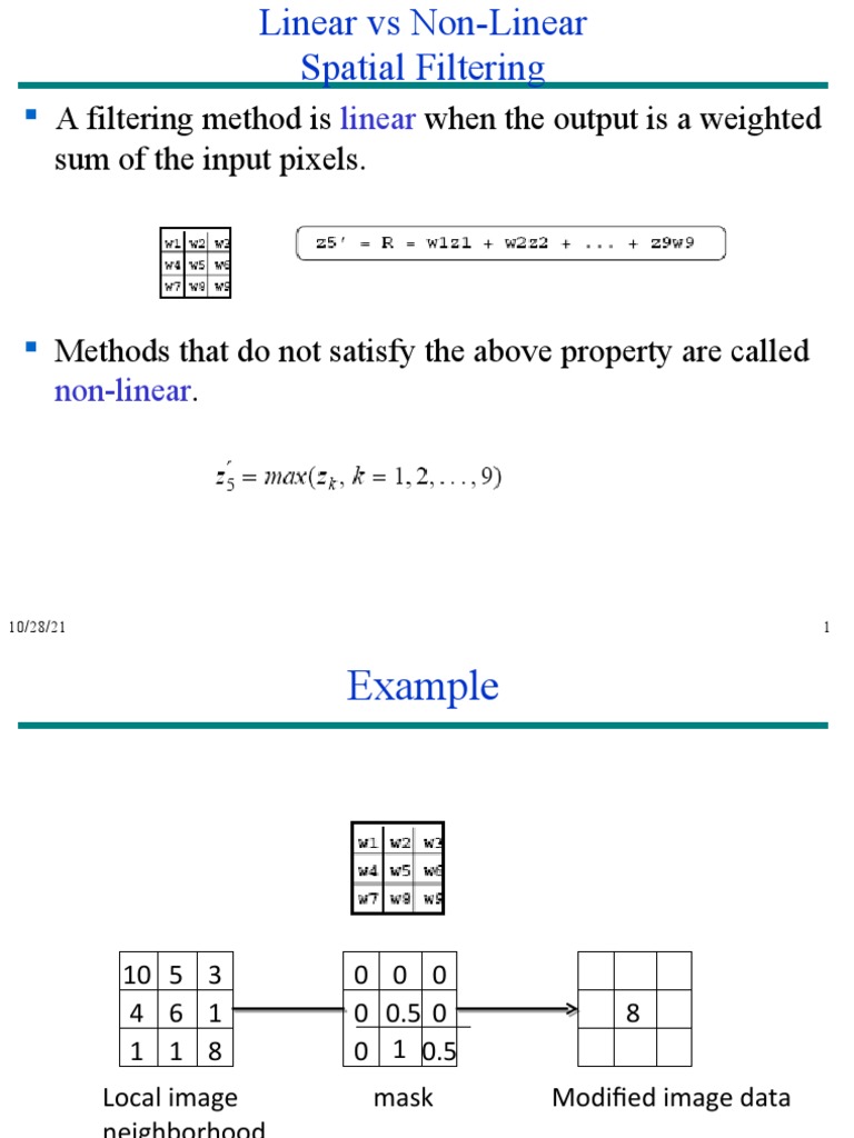 A Filtering Method Is When The Output Is A Weighted Sum of The Input Pixels | PDF | Computer ...