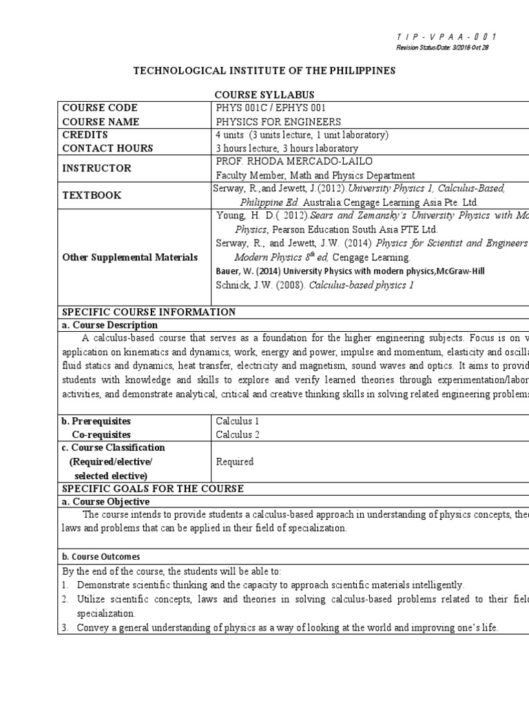 Engineering Physics Syllabus Overview | PDF | Force | Physics