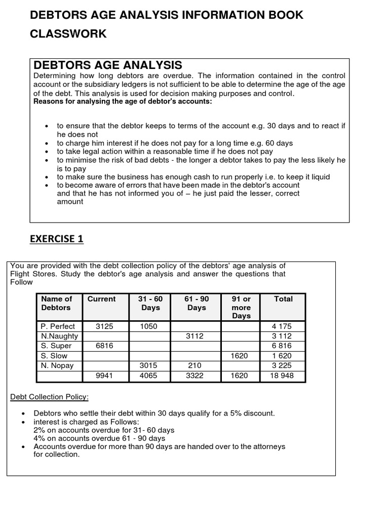 Debtors Age Analysis Info Book | PDF | Debits And Credits | Invoice