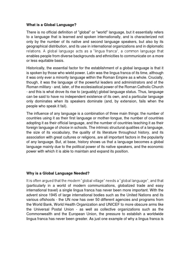 What Is A Global Language | PDF | English Language | Linguistics