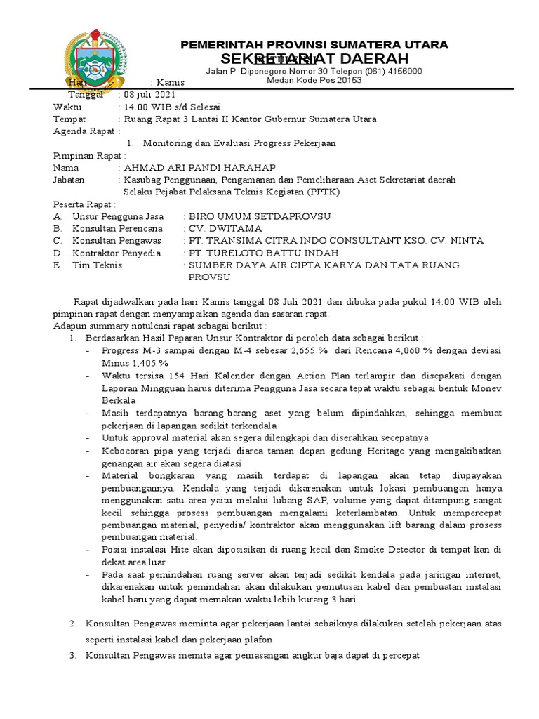 Notulen Rapat Progres Revitalisasi Tahap 2 (08-07-2021) | PDF | Sains & Matematika | Teknologi ...