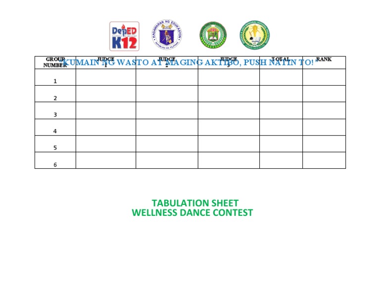 Group dance contest tabulation sheet | PDF