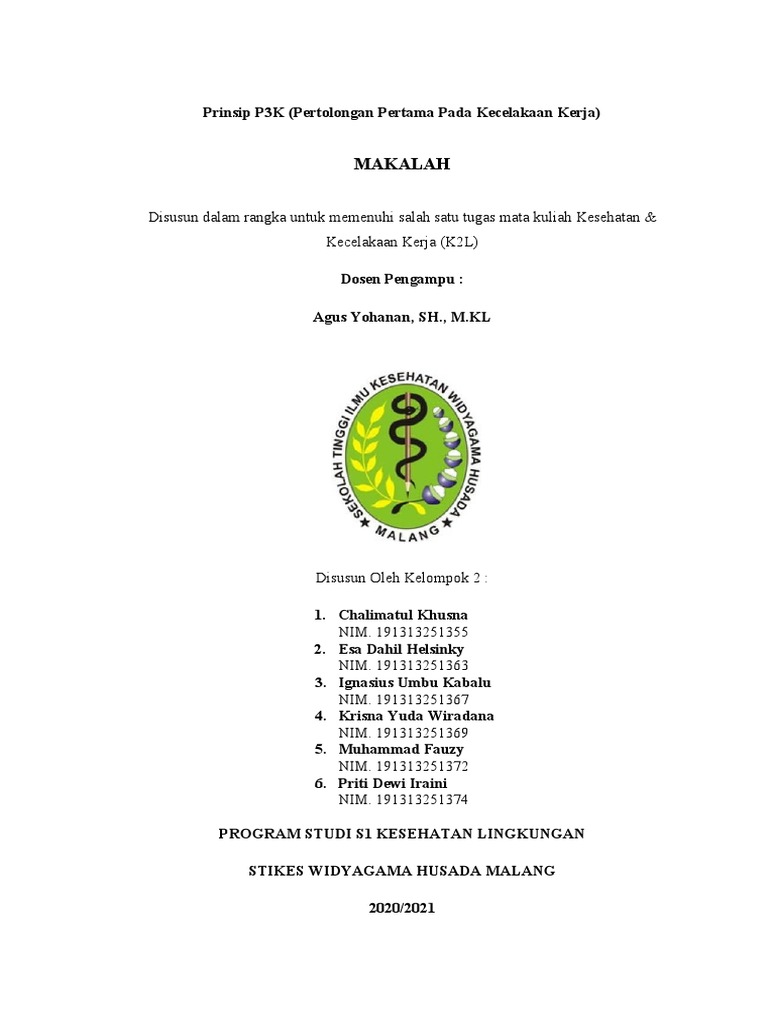 Makalah Prinsip P3K | PDF | Karier & Perkembangan | Kesehatan Holistik
