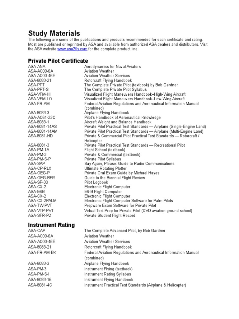 Study Materials: Private Pilot Certificate | PDF | Instrument Flight ...