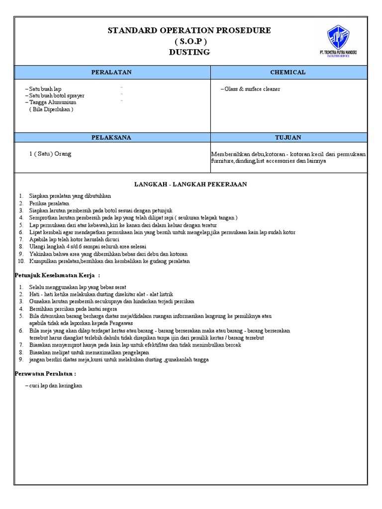 Sop Cleaning | PDF