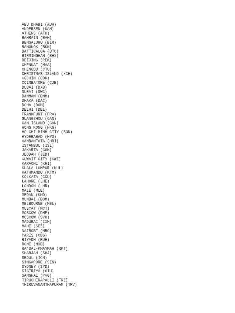 List of Colombo Flight Destinations (2021 October Updated) | PDF ...