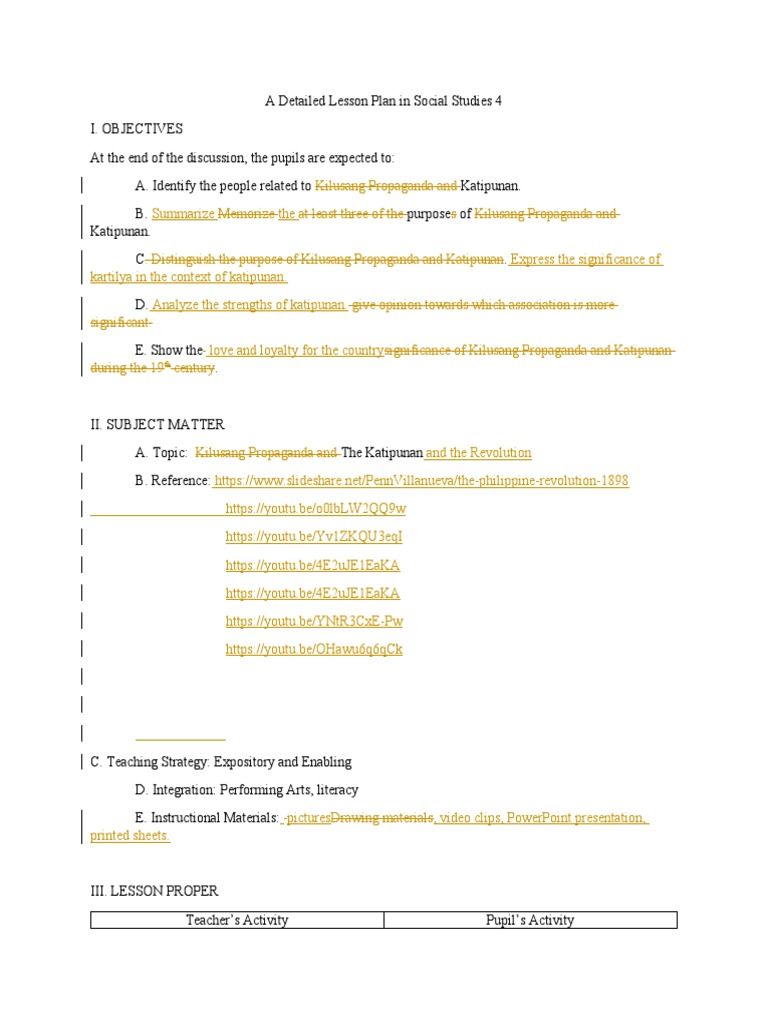 A Detailed Lesson Plan in Social Studies 4 | PDF | Philippines