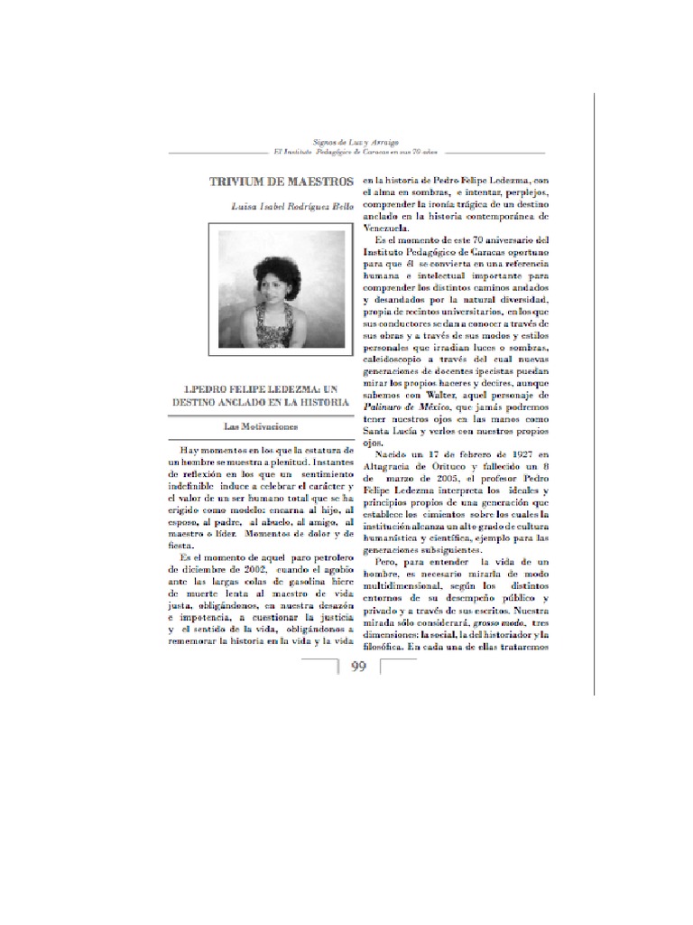 Pedro Felipe Ledezma - Un Destino Anclado en La Historia | PDF