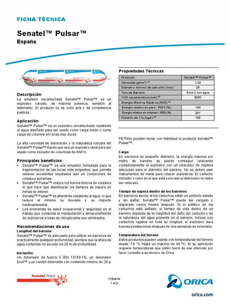 Senatel Pulsar - TDS - Es - 2019-04-15 - Spain | PDF | Materiales | Química