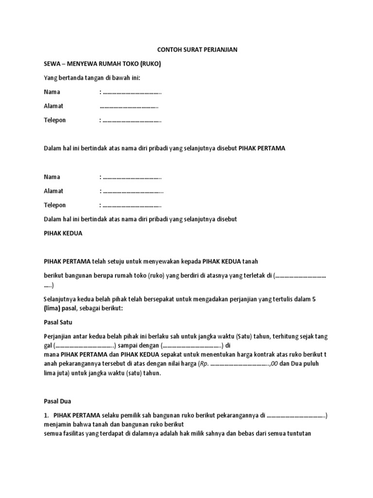 CONTOH Surat Sewa KANTOR | PDF