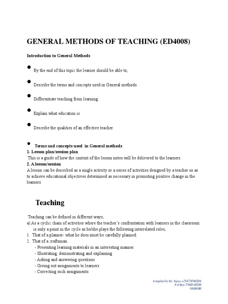 General Methods of Teaching | PDF | Learning | Teaching Method