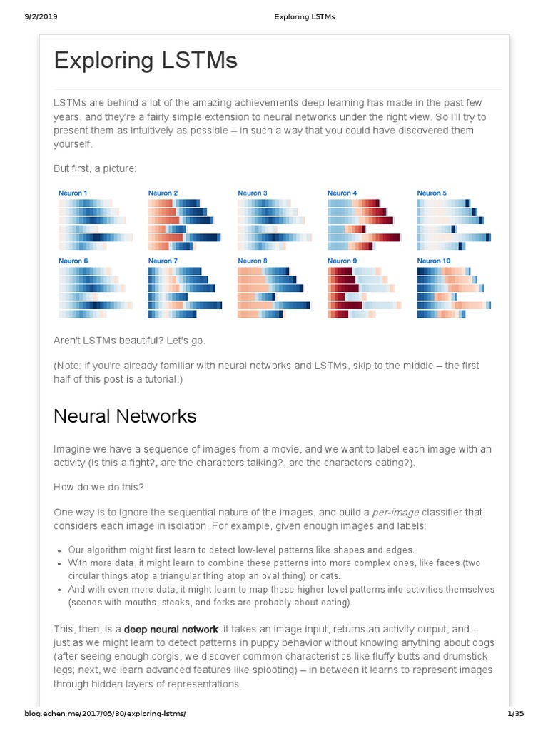 Exploring LSTMs | PDF | Artificial Neural Network | Memory