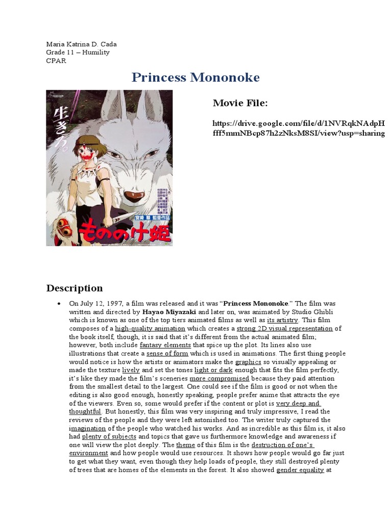 Princess Mononoke: Movie File | Download Free PDF | Composition (Visual ...
