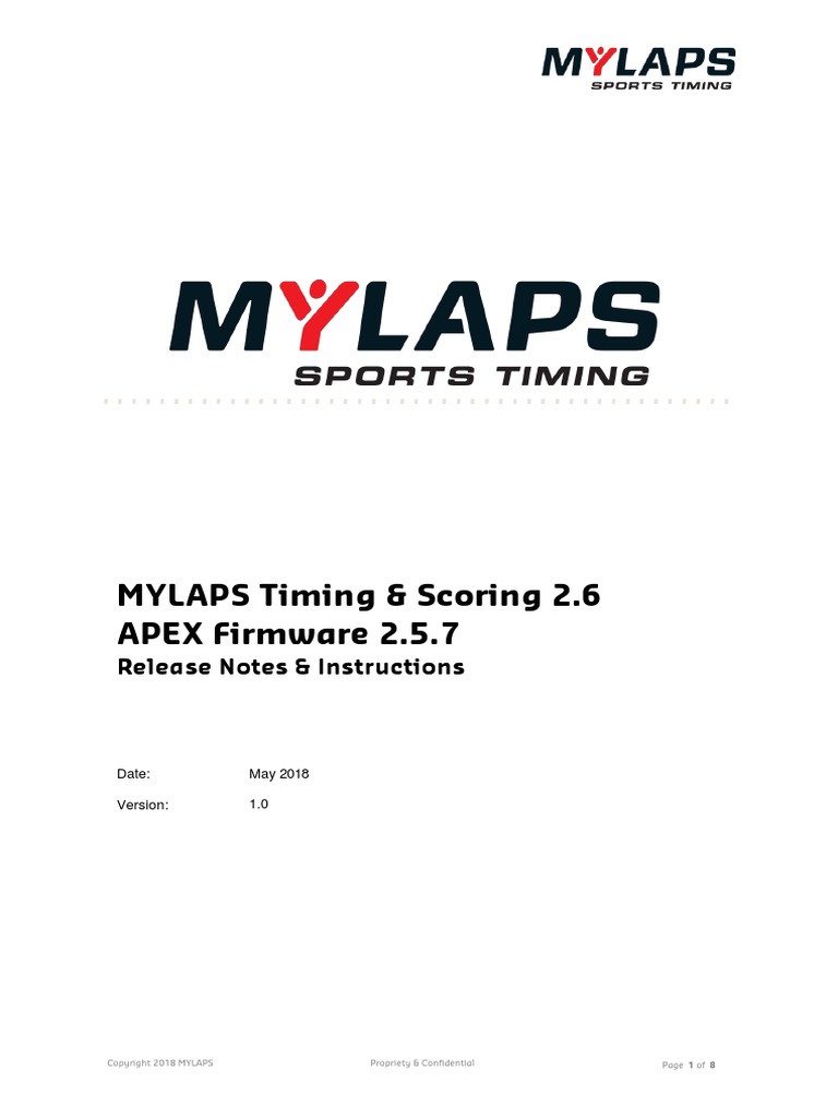 MYLAPS Timing & Scoring 2.6 APEX Firmware 2.5.7: Release Notes ...
