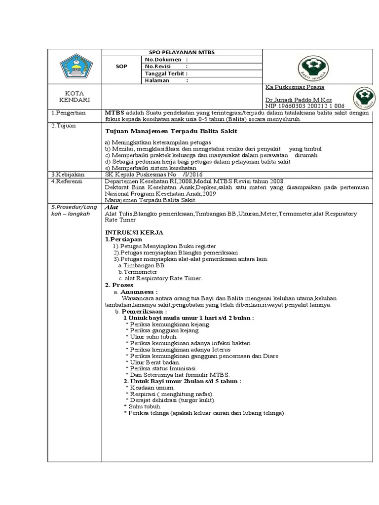 Sop Pelayanan Mtbs | PDF | Sains & Matematika