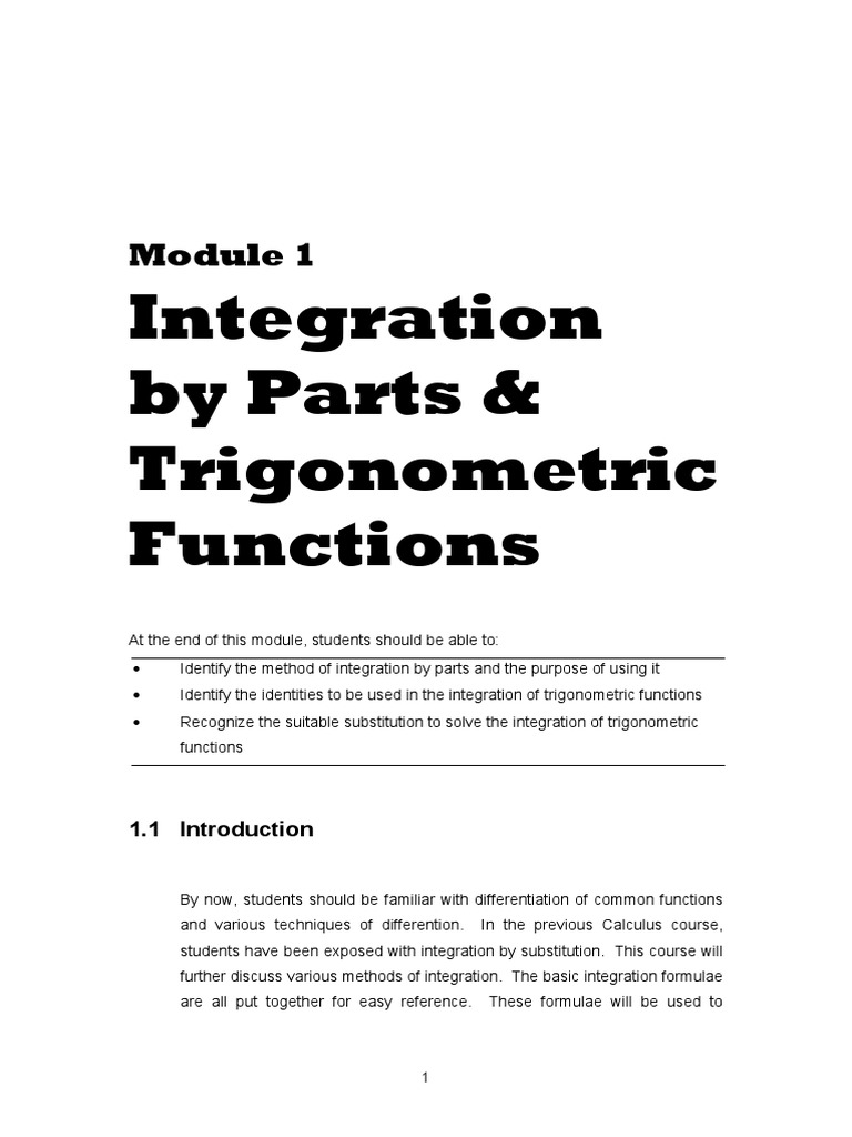 Integration by Parts | PDF | Integral | Mathematical Analysis