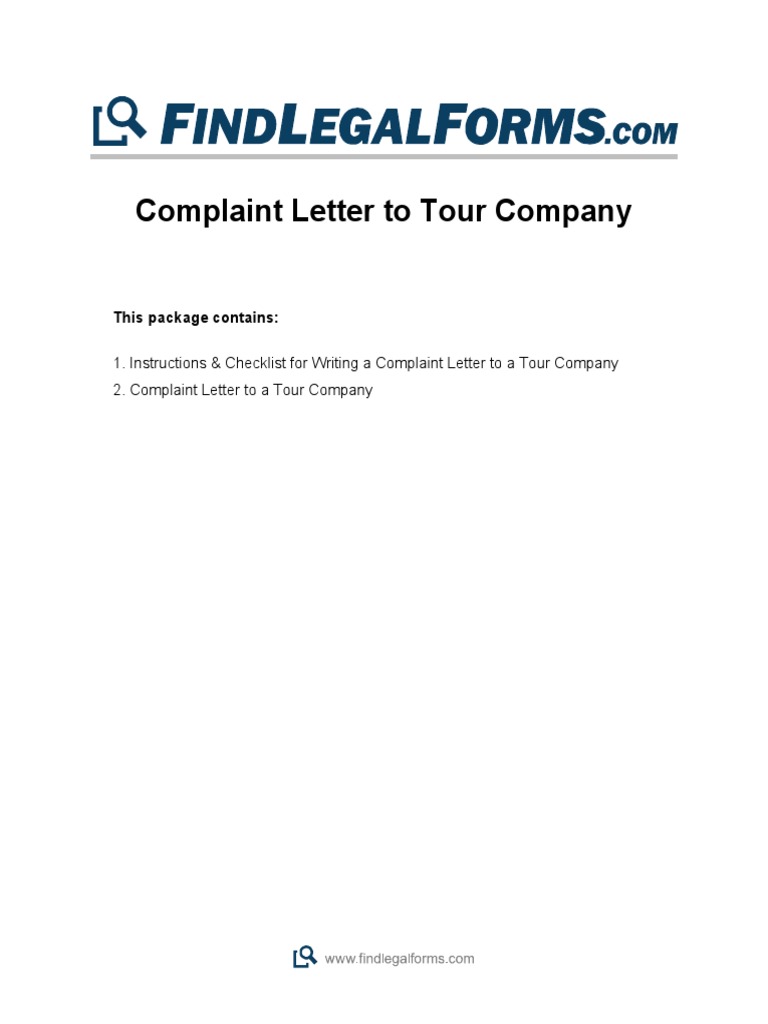 Basic Complaint Letter To A Tour Company | PDF